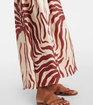 Johanna Ortiz Gathered Printed Linen Maxi Skirt
