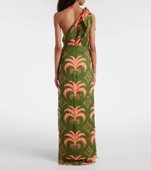 Johanna Ortiz Asymmetric Printed Linen Maxi Dress