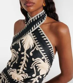 Johanna Ortiz Printed Cutout Mini Dress - Black