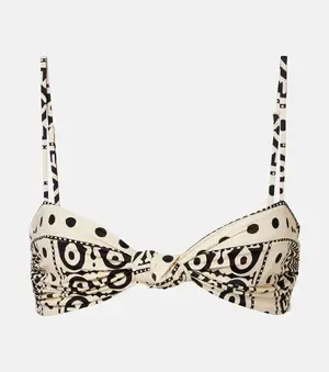 Johanna Ortiz Printed Bikini Top - Beige