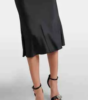 Alexander McQueen Draped Off-shoulder Satin Midi Dress