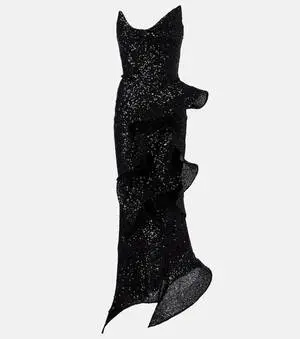 Maticevski Thistle Wave Ruffled Sequined Gown
