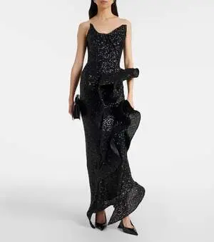 Maticevski Thistle Wave Ruffled Sequined Gown