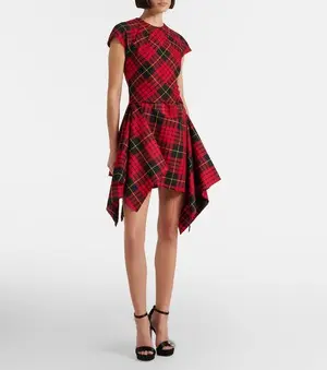 Alexander McQueen Tartan Asymmetric Minidress
