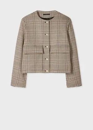 Paul Smith Wool-blend Houndstooth Jacket - Brown
