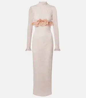 Alessandra Rich Bow-detail Lace Gown - Pink