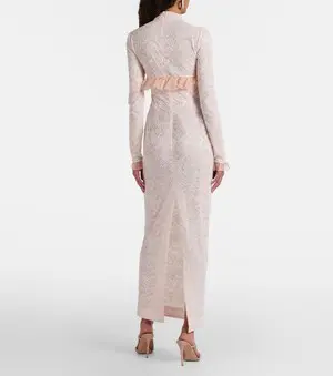 Alessandra Rich Bow-detail Lace Gown - Pink