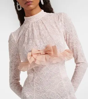 Alessandra Rich Bow-detail Lace Gown - Pink