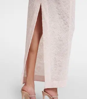 Alessandra Rich Bow-detail Lace Gown - Pink