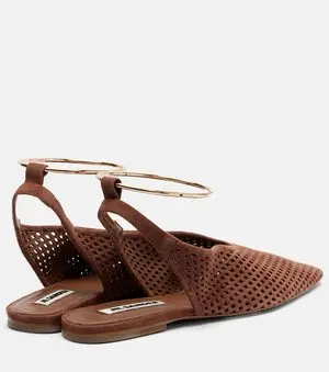 JIL SANDER Perforated Suede Slingback Flats - Brown