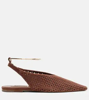 JIL SANDER Perforated Suede Slingback Flats - Brown