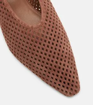 JIL SANDER Perforated Suede Slingback Flats - Brown