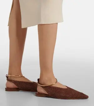 JIL SANDER Perforated Suede Slingback Flats - Brown