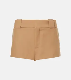 Chloé Virgin Wool Belted Shorts - Brown