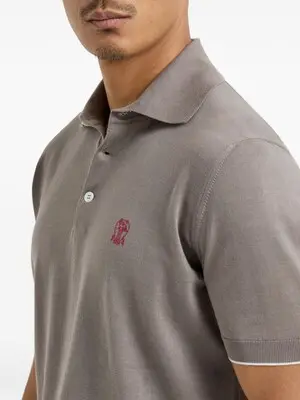 Brunello Cucinelli Logo Cotton Polo Shirt - Brown