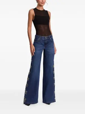 Alice + Olivia Embellished Baggy Jeans - Blue