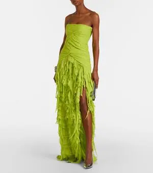 Blumarine Georgette Maxi Dress - Green