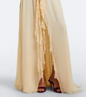 Blumarine Ruffled Georgette Maxi Dress - Yellow