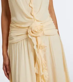 Blumarine Ruffled Georgette Maxi Dress - Yellow