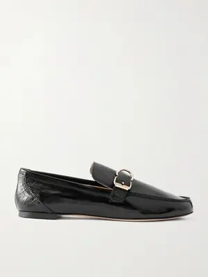JAMIE HALLER Buckled Glossed-leather Loafers