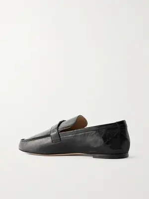 JAMIE HALLER Buckled Glossed-leather Loafers