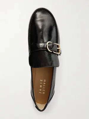 JAMIE HALLER Buckled Glossed-leather Loafers
