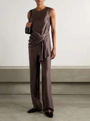 Loulou De Saison Draped Paneled Satin Top