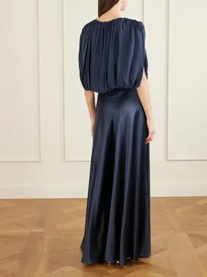 HEIRLOME Antonia Silk-satin Maxi Skirt - Blue