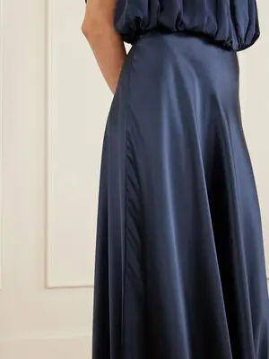 HEIRLOME Antonia Silk-satin Maxi Skirt - Blue
