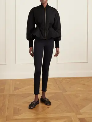 Alaïa Peplum Shell Bomber Jacket - Black