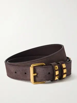Valentino Garavani Embellished Suede Belt - Brown