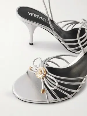 Versace Embellished Metallic Leather Sandals