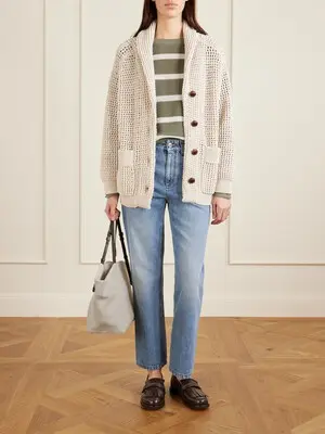 Brunello Cucinelli Leather-trimmed Suede Tote - Ivory