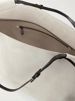 Brunello Cucinelli Leather-trimmed Suede Tote - Ivory