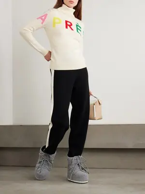 Perfect Moment Schild Intarsia Merino Wool Turtleneck Sweater - Neutrals