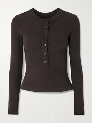 Citizens Of Humanity Varra Ribbed Henley Top - Brown