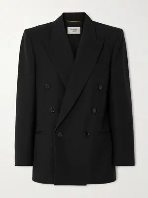 Saint Laurent Double-breasted Grain De Poudre Wool Blazer - Black