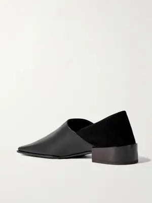 Alaïa Leather And Nubuck Loafers - Black