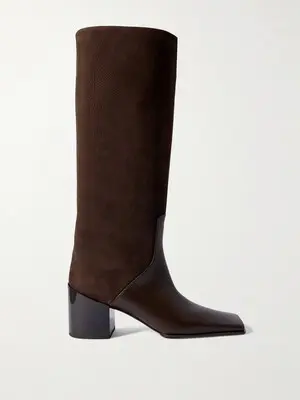 Alaïa Nubuck And Leather Knee Boots - Brown