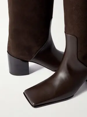 Alaïa Nubuck And Leather Knee Boots - Brown
