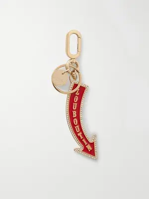 CHRISTIAN LOUBOUTIN Gold-tone, Enamel And Crystal Keychain - Red