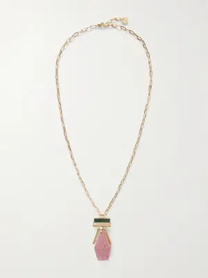 La DoubleJ Bridge Portal -plated, Thulite And Zoisite Necklace - Gold