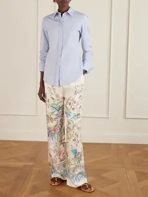 Etro Printed Satin-twill Wide-leg Pants - White