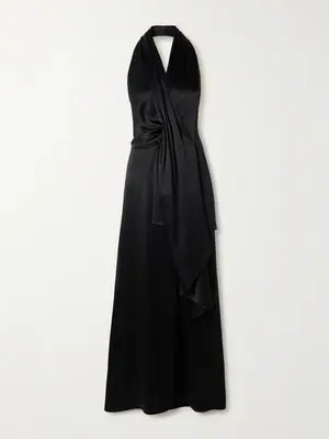 HEIRLOME Barbara Paneled Halterneck Maxi Dress - Black