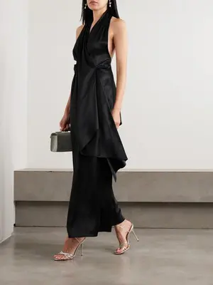 HEIRLOME Barbara Paneled Halterneck Maxi Dress - Black