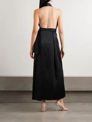 HEIRLOME Barbara Paneled Halterneck Maxi Dress - Black