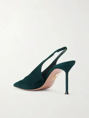 AQUAZZURA Voltaire 85 Suede Slingback Pumps - Green