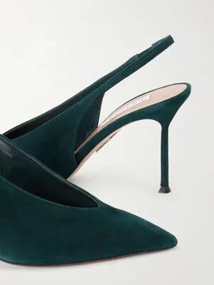 AQUAZZURA Voltaire 85 Suede Slingback Pumps - Green