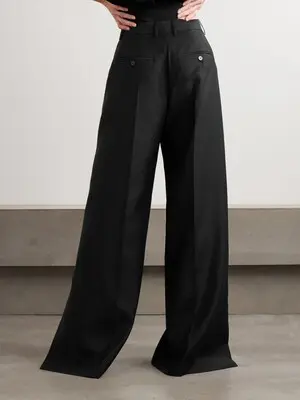 HEIRLOME Tova Pleated Wool And Silk-blend Faille Wide-leg Pants