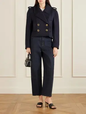 Givenchy Double-breasted Cropped Melton Wool-twill Coat